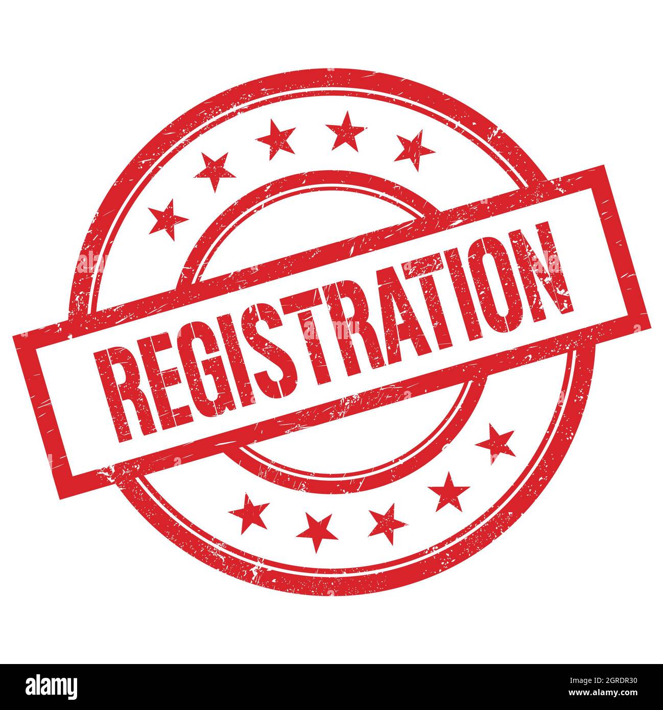 REGISTRATION text written on red round vintage rubber stamp Stock Photo ...