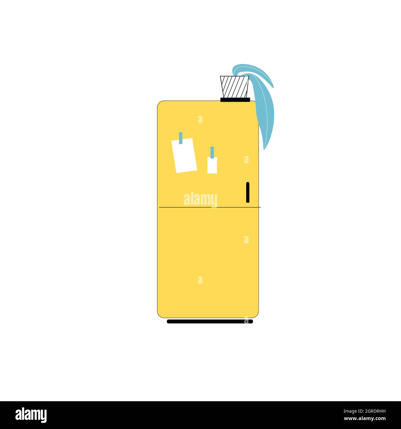 Flat cartoon refrigerator,home kitchen appliances,interior element ...