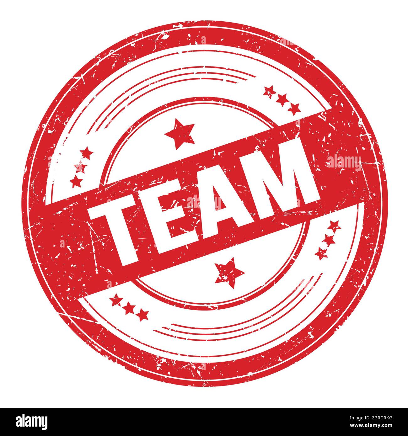 TEAM text on red round grungy texture stamp Stock Photo - Alamy