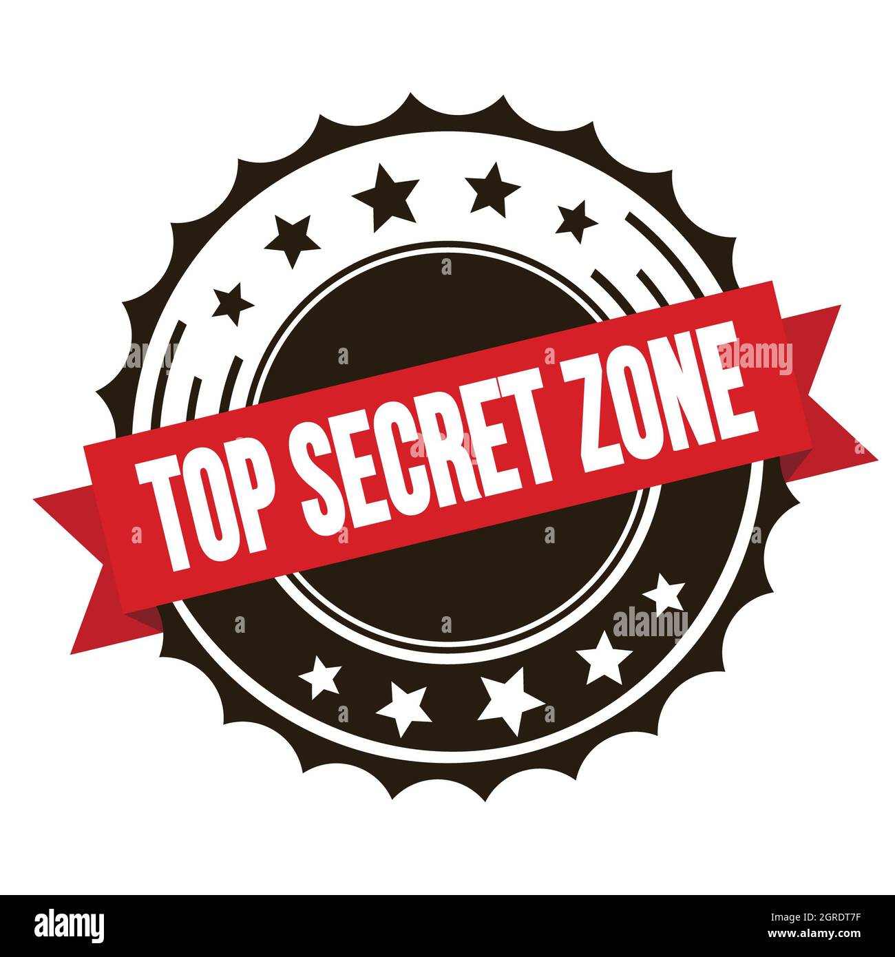 TOP SECRET ZONE text on red brown ribbon badge stamp Stock Photo - Alamy