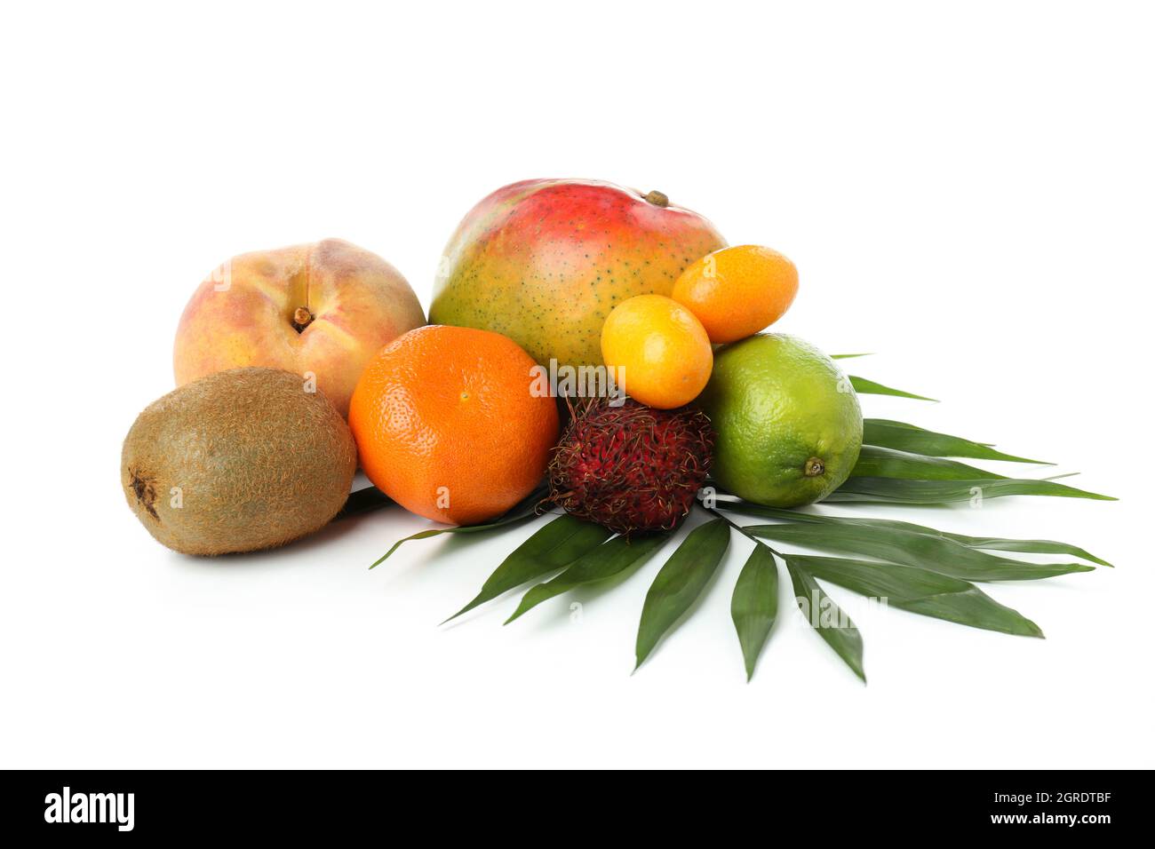 Ripe exotic fruits isolated on white background Stock Photo - Alamy