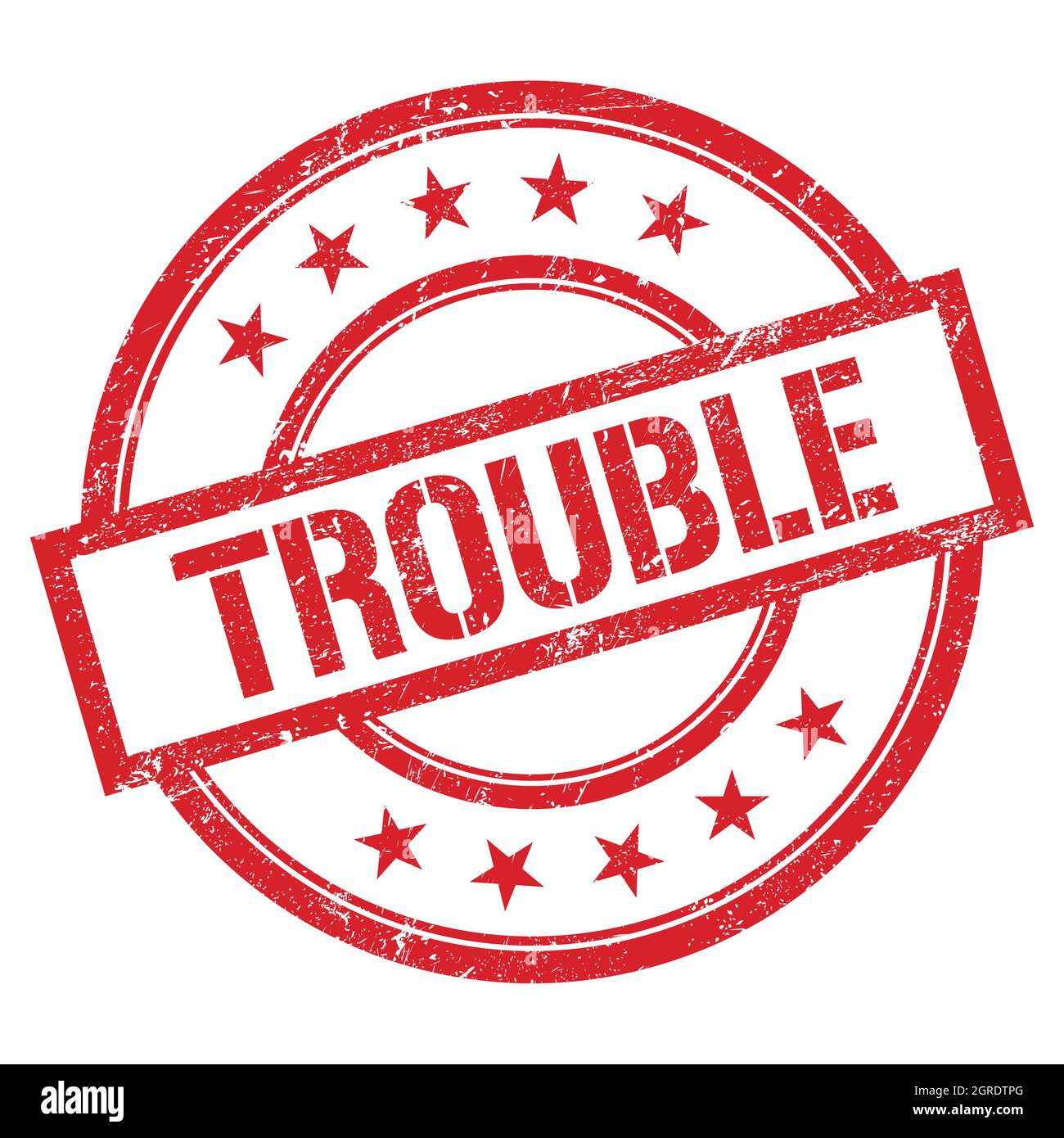 TROUBLE text written on red round vintage rubber stamp Stock Photo - Alamy