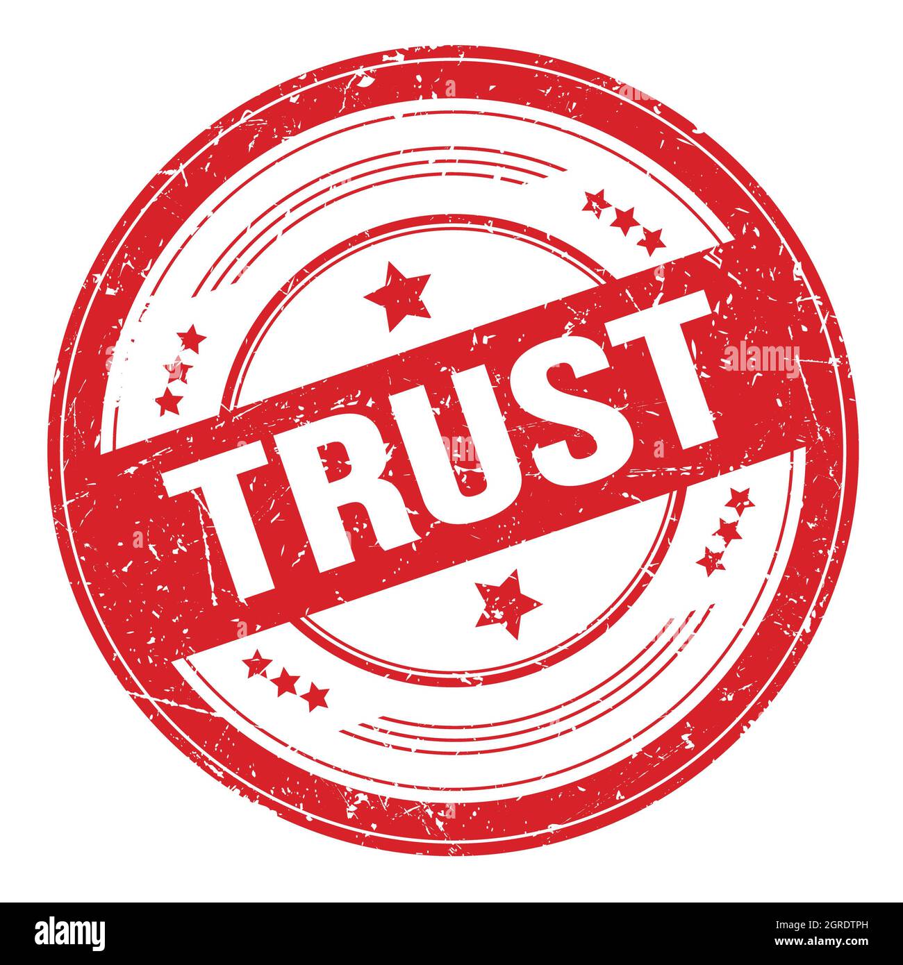 TRUST text on red round grungy texture stamp Stock Photo - Alamy