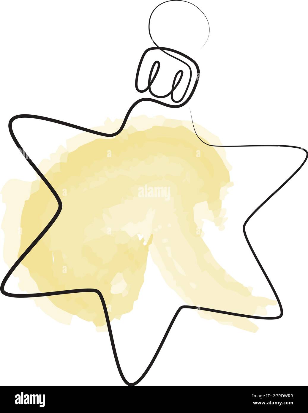 Christmas ball in form of star drawn with single continuous line ...