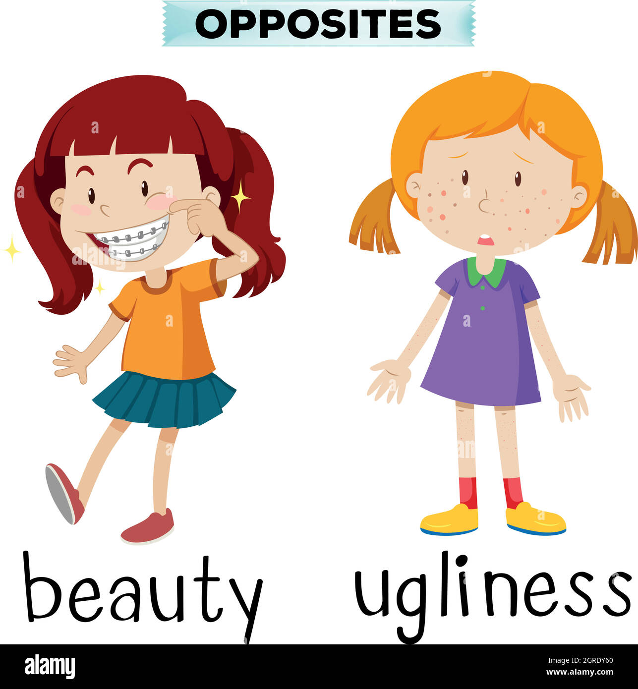 Opposite words for beauty and ugliness Stock Vector Image & Art - Alamy