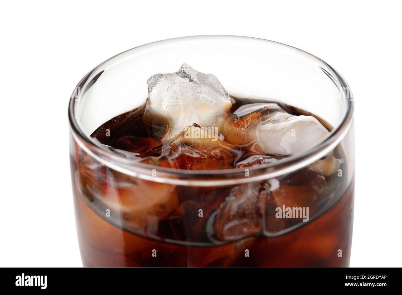Glass of cola with ice isolated on white background Stock Photo - Alamy