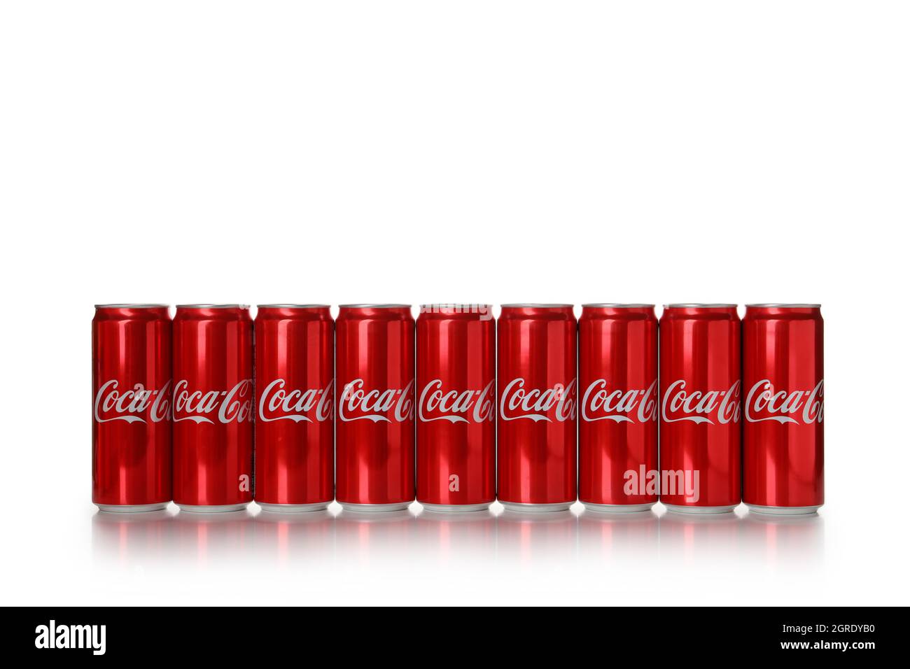 Odessa, Ukraine - September 23, 2021: Coca - cola cans isolated on ...