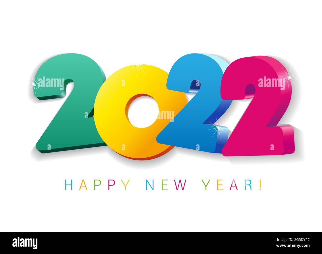 2022 happy new year colored symbol 3d design. Vector illustration with ...