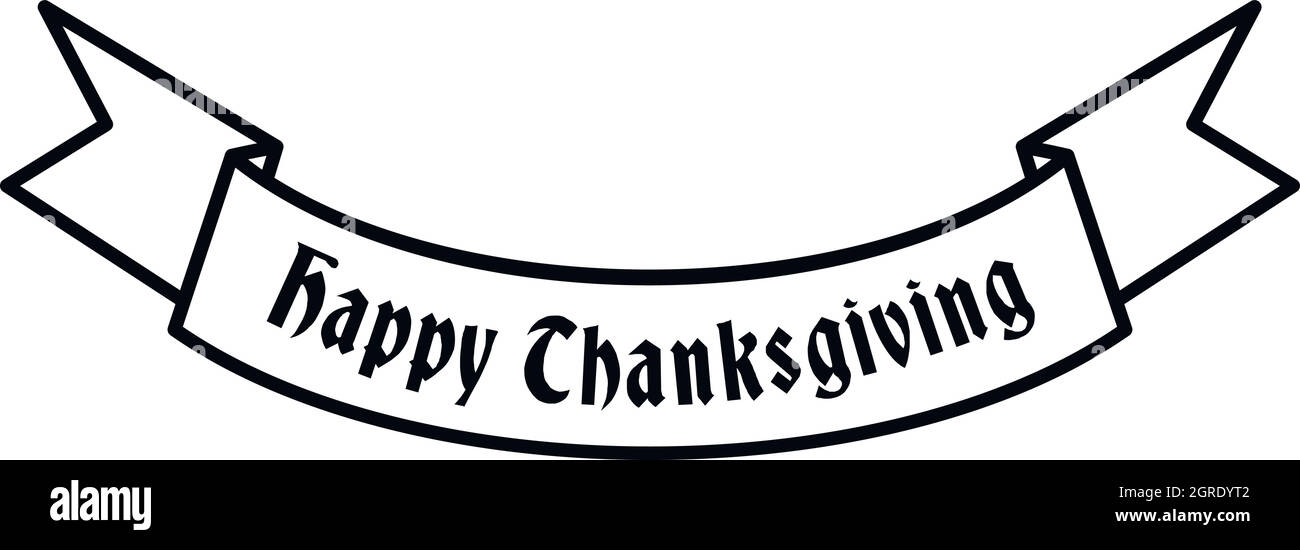 Ribbon happy thanksgiving icon, outline style Stock Vector Image & Art ...