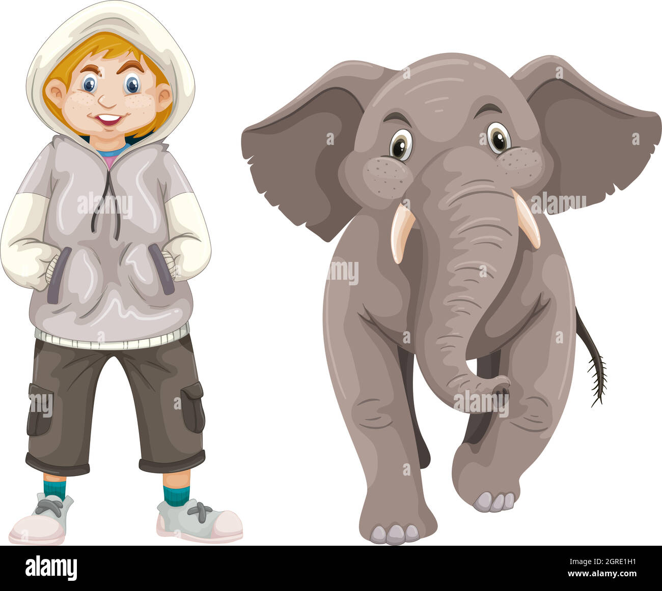Little boy and baby elephant Stock Vector Image & Art - Alamy