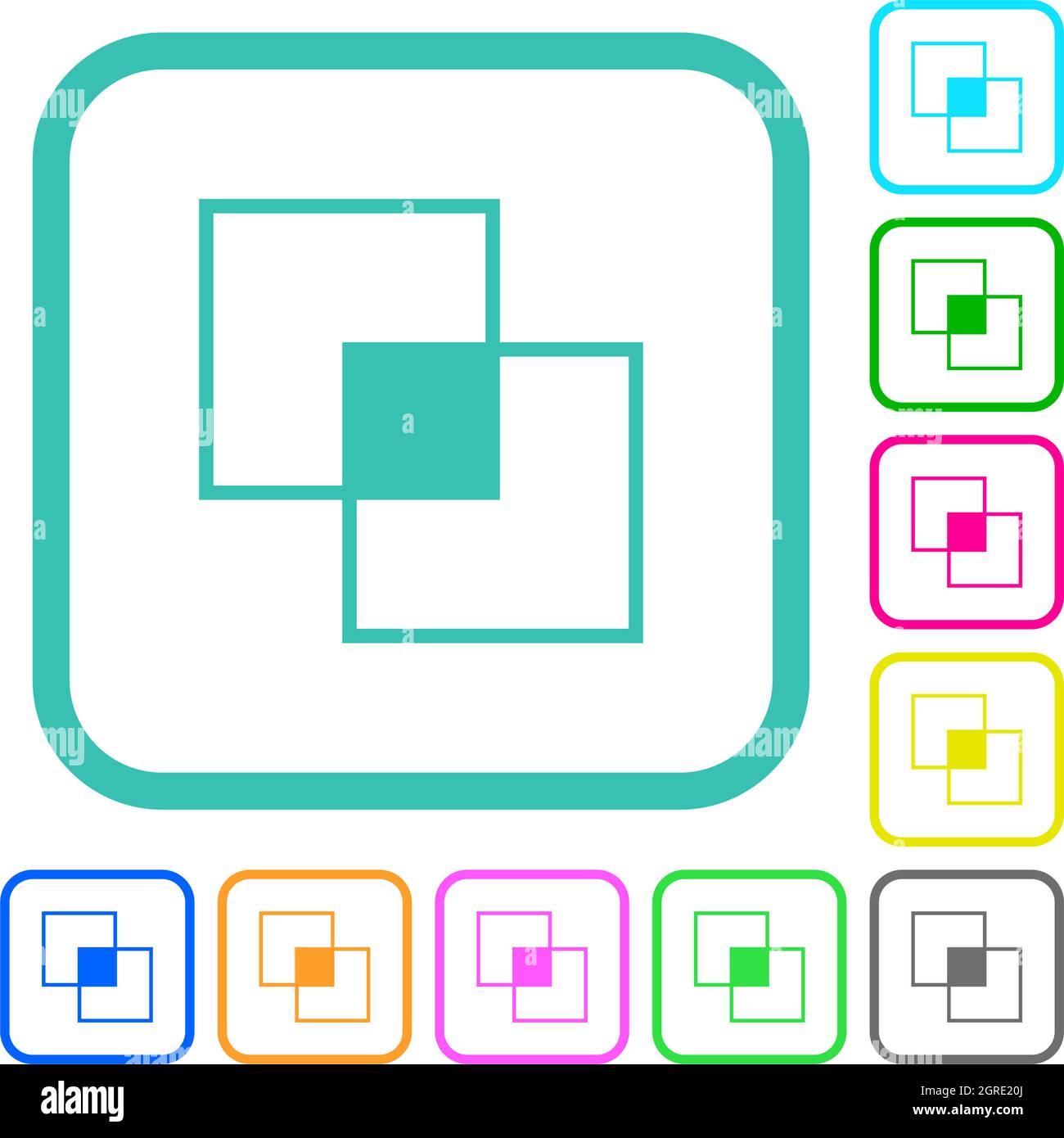 Clipping mask tool vivid colored flat icons in curved borders on white ...