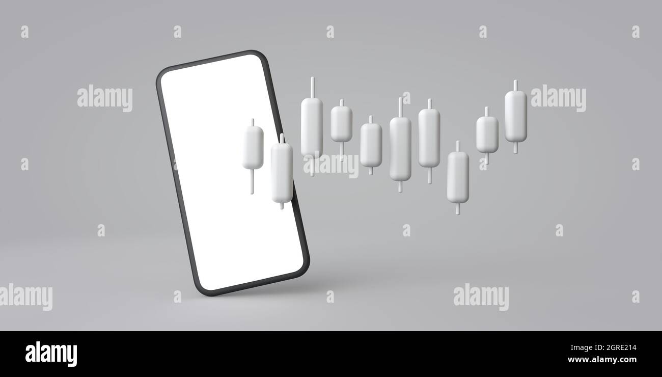 Stock market trading forex graph with a blank screen smart phone device ...
