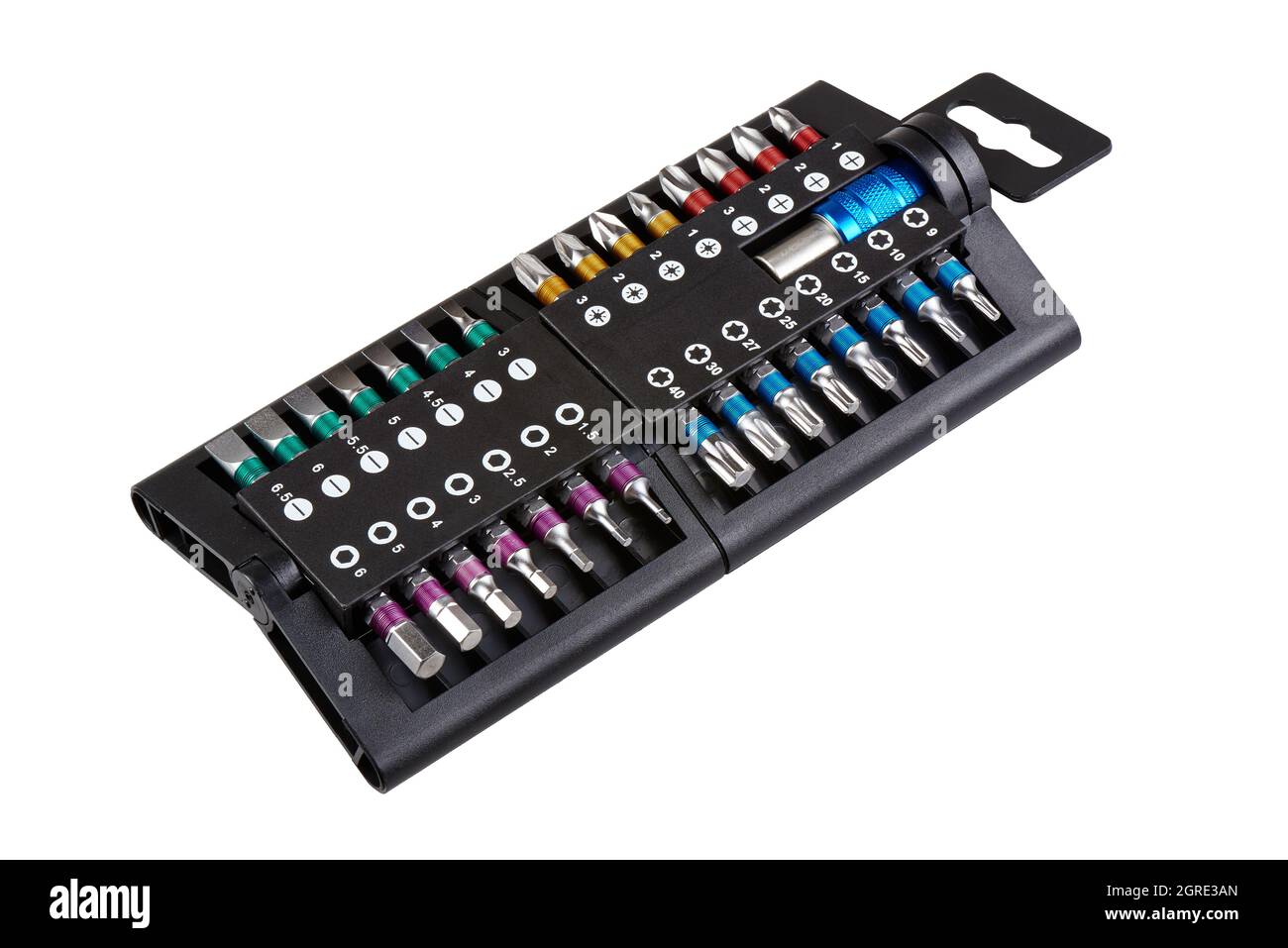 Box of different screwdriver head isolated on white background Stock ...