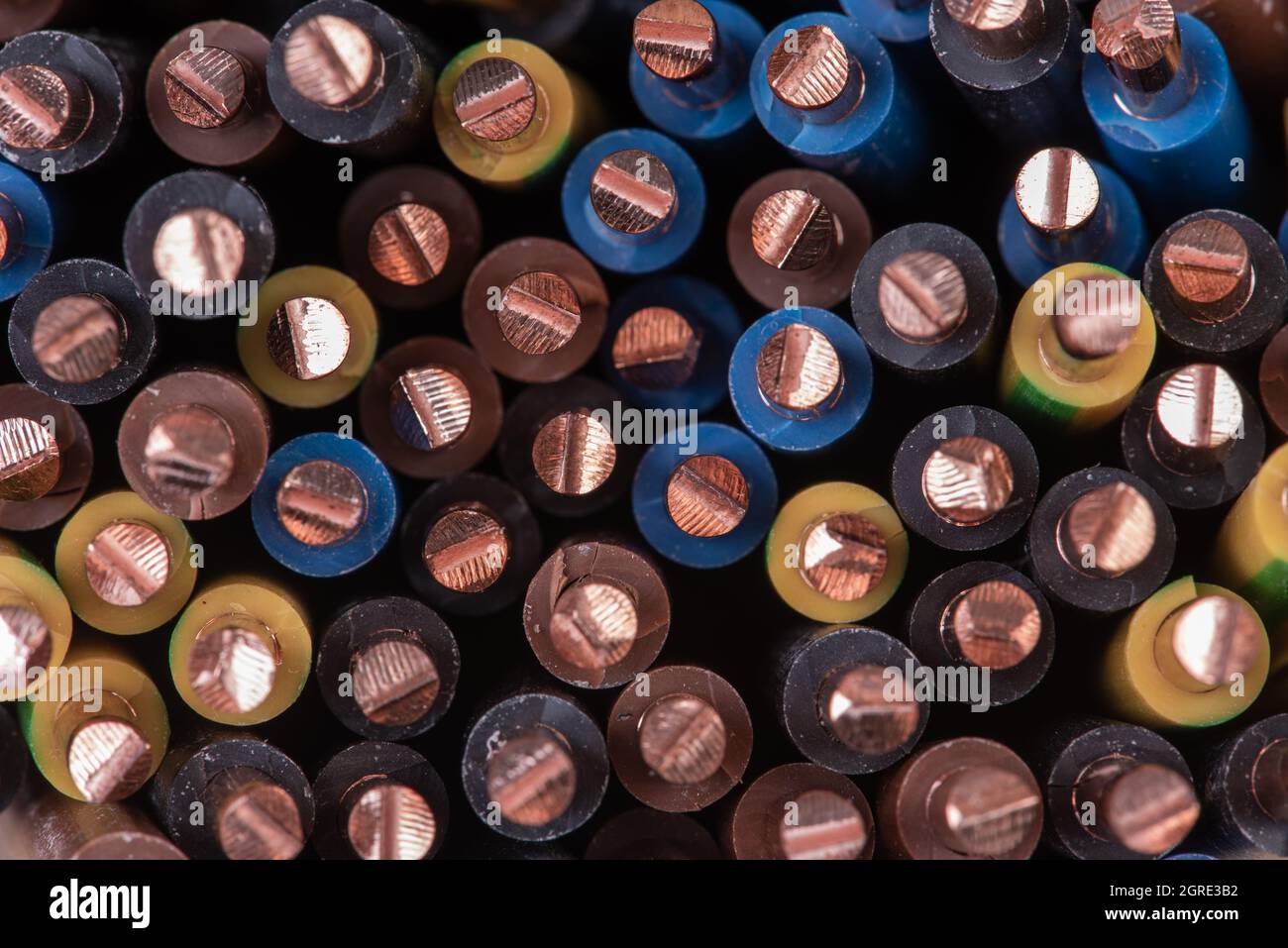 Electrical copper wire cross section background Stock Photo - Alamy