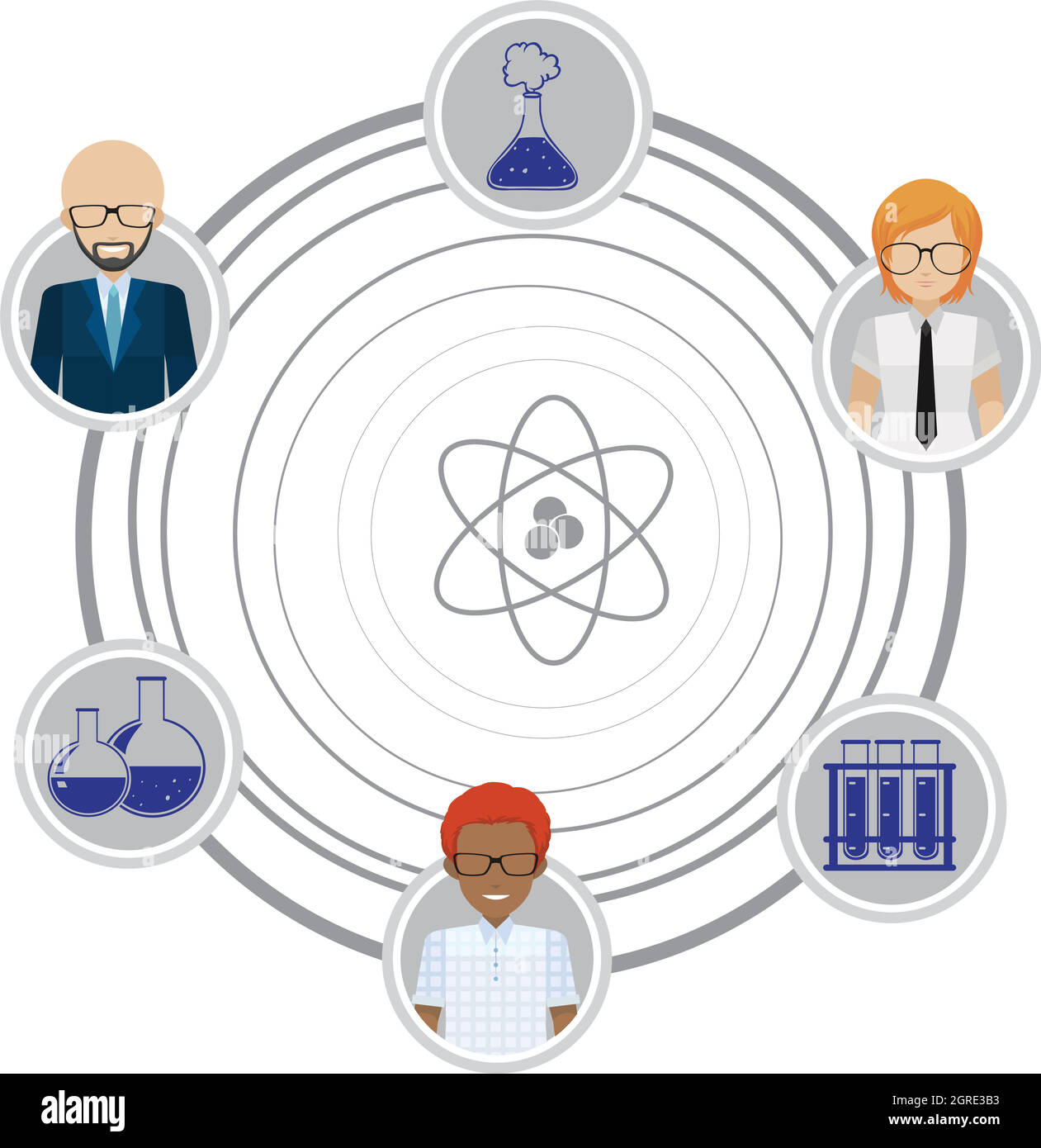Male scientists with female scientist Stock Vector Images - Alamy
