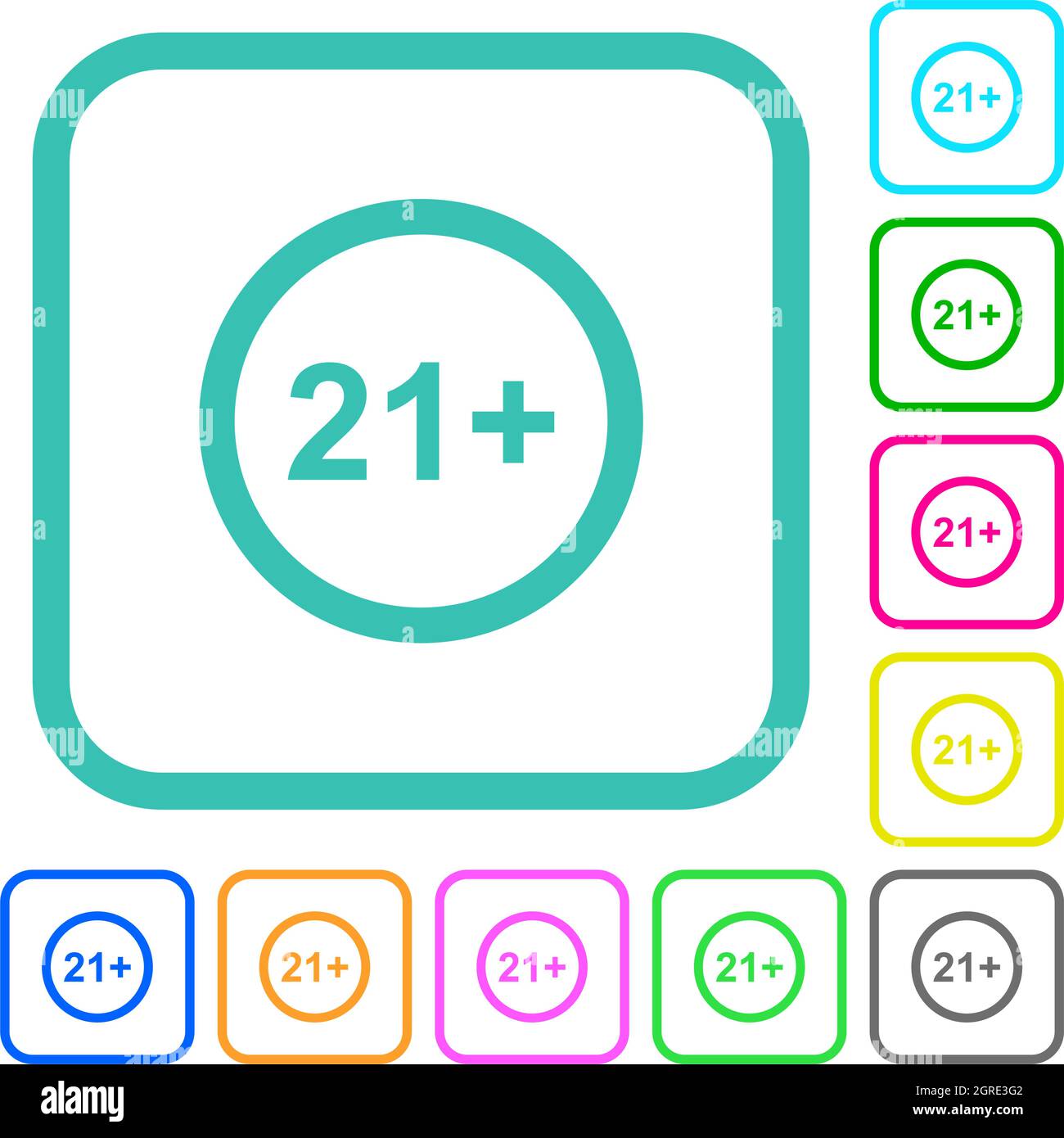 Allowed above 21 years only vivid colored flat icons in curved borders ...