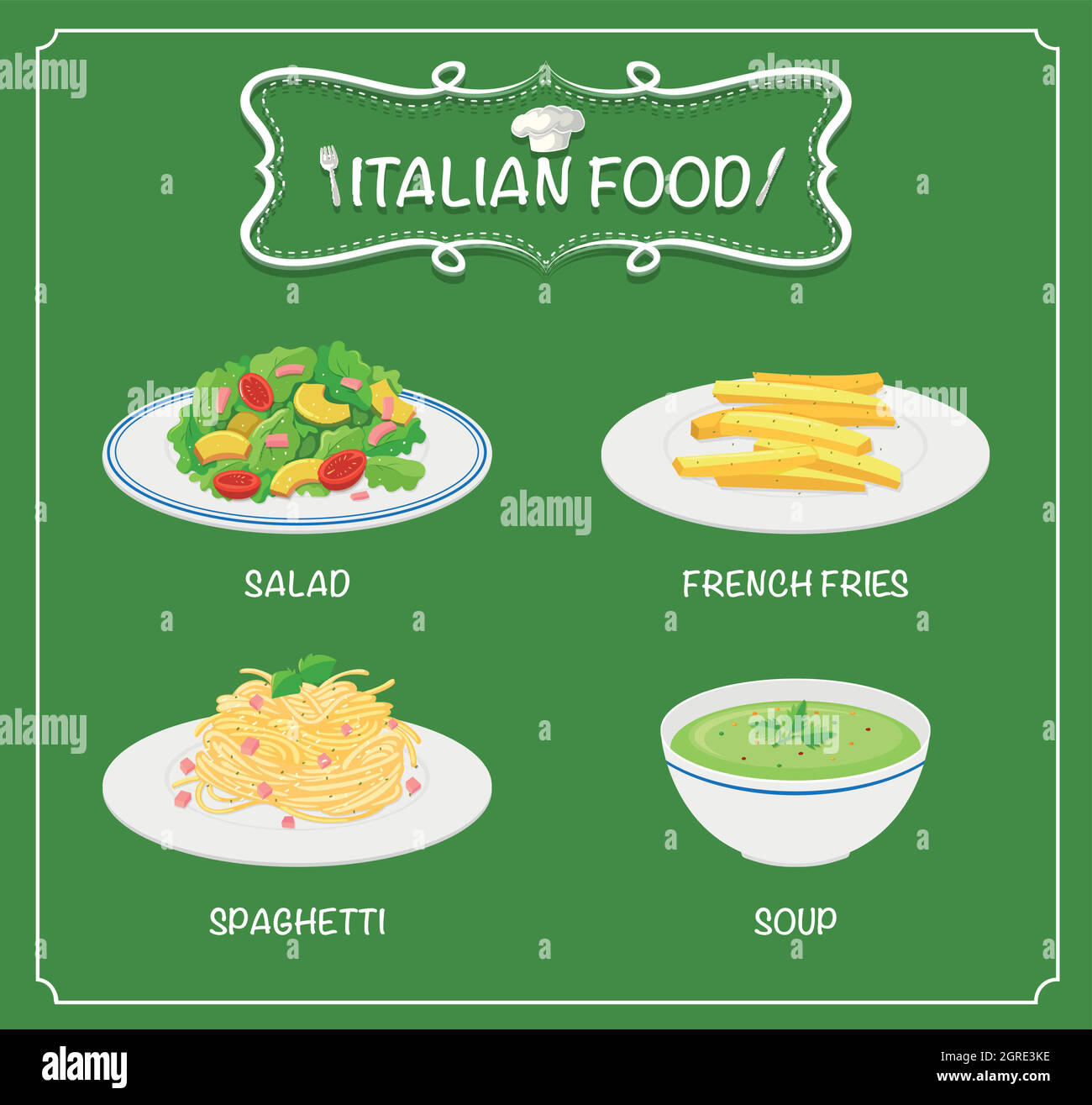 Italian food on plate Stock Vector Images - Alamy