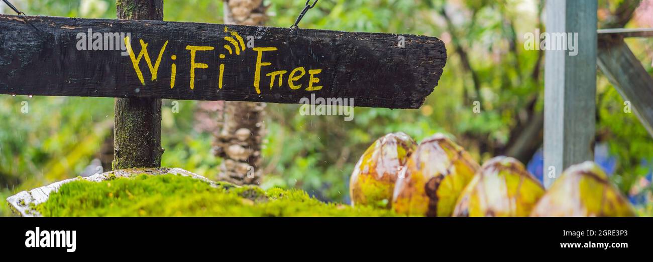 Free Wi-Fi in nature in the forest BANNER, LONG FORMAT Stock Photo - Alamy