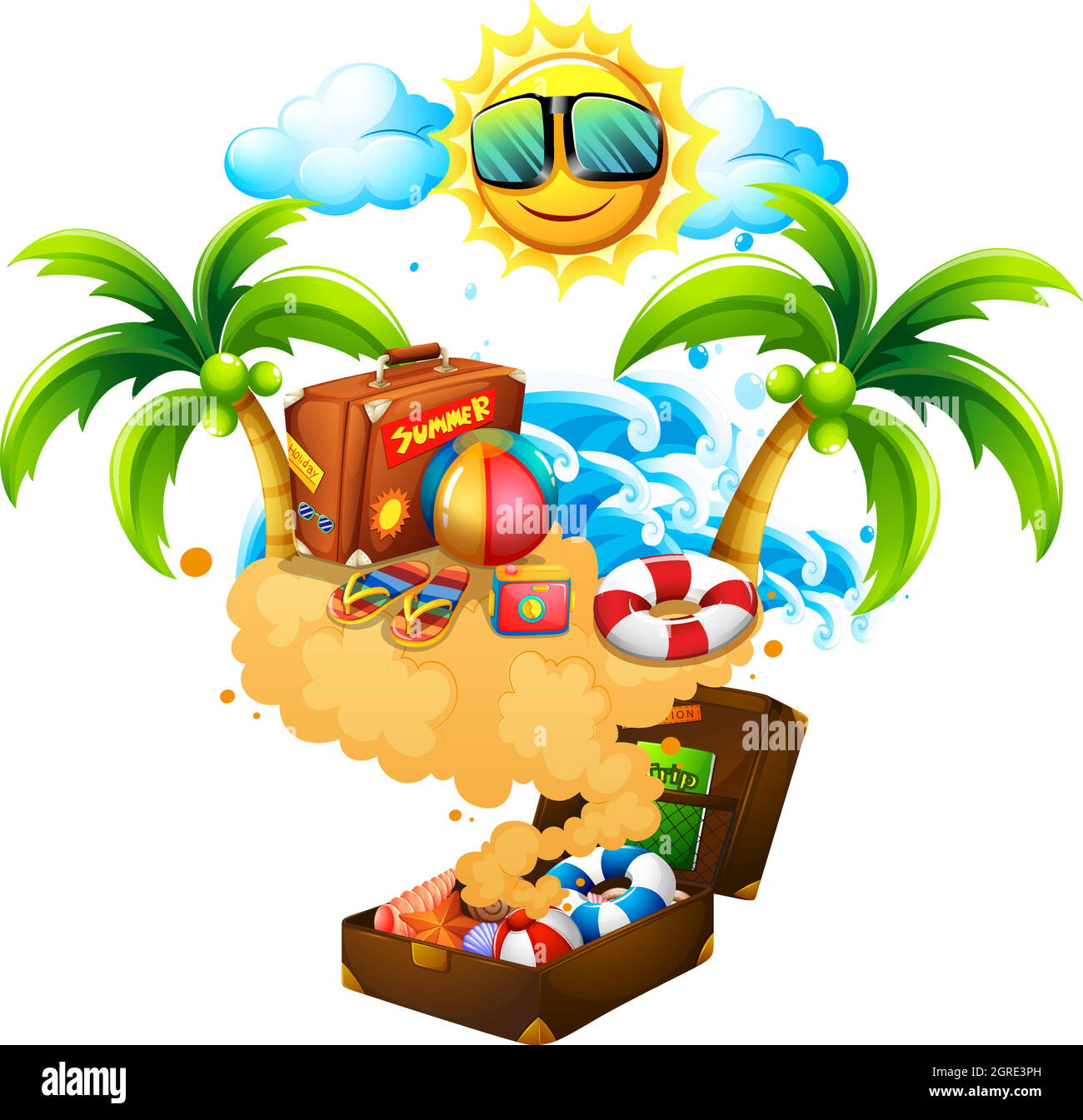 Island cartoon sea sun Stock Vector Images - Alamy