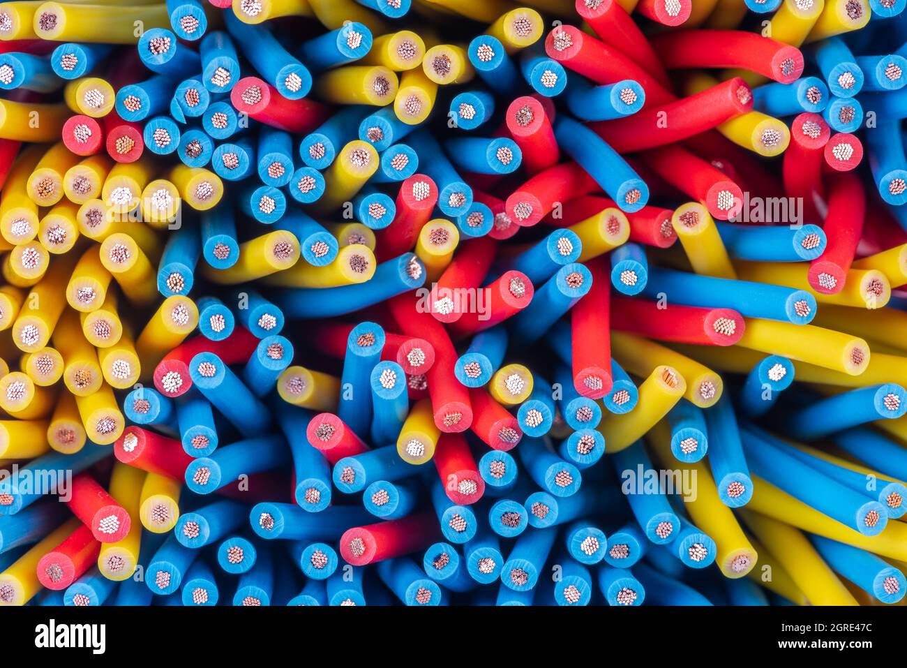 Cross section of copper electrical installation cable cord as ...