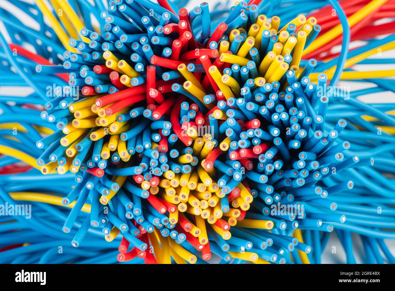 Group of colored electric cables closeup Stock Photo - Alamy