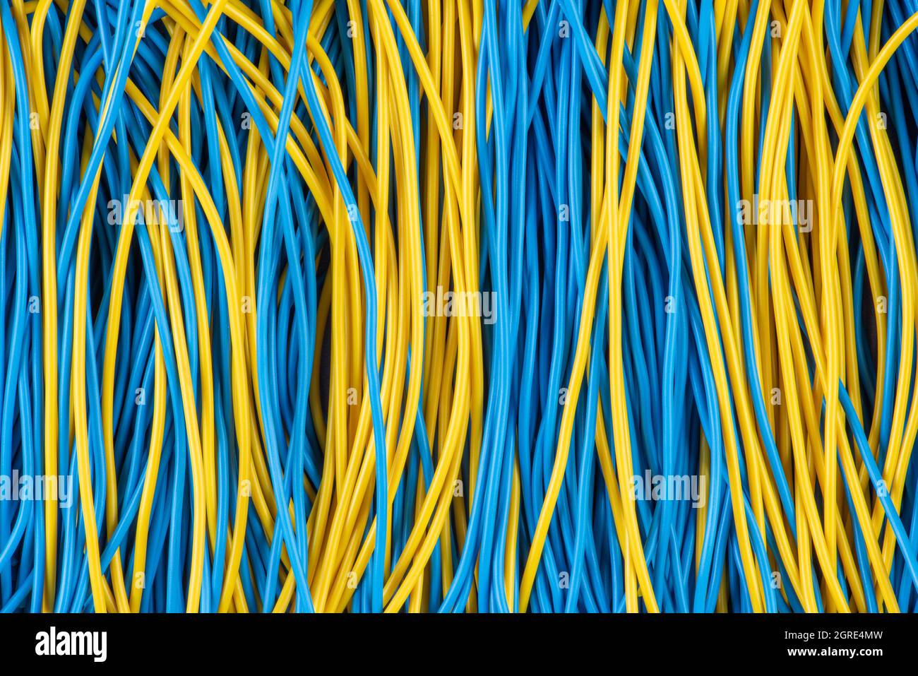 Stack of electrical cable cord directly above, industrial network ...