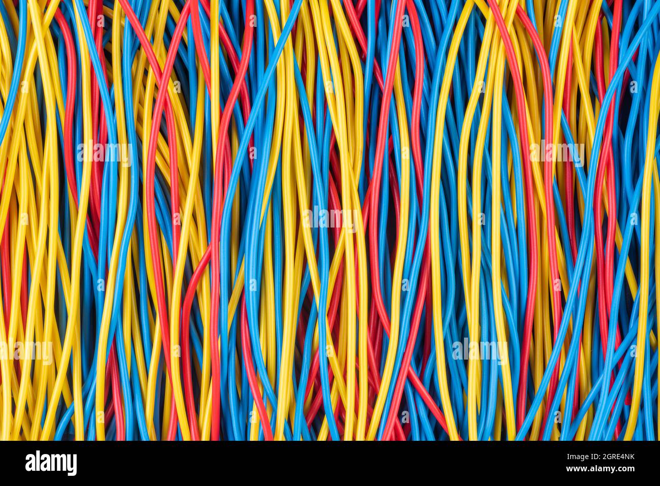 Stack of electrical cable cord directly above, industrial network ...