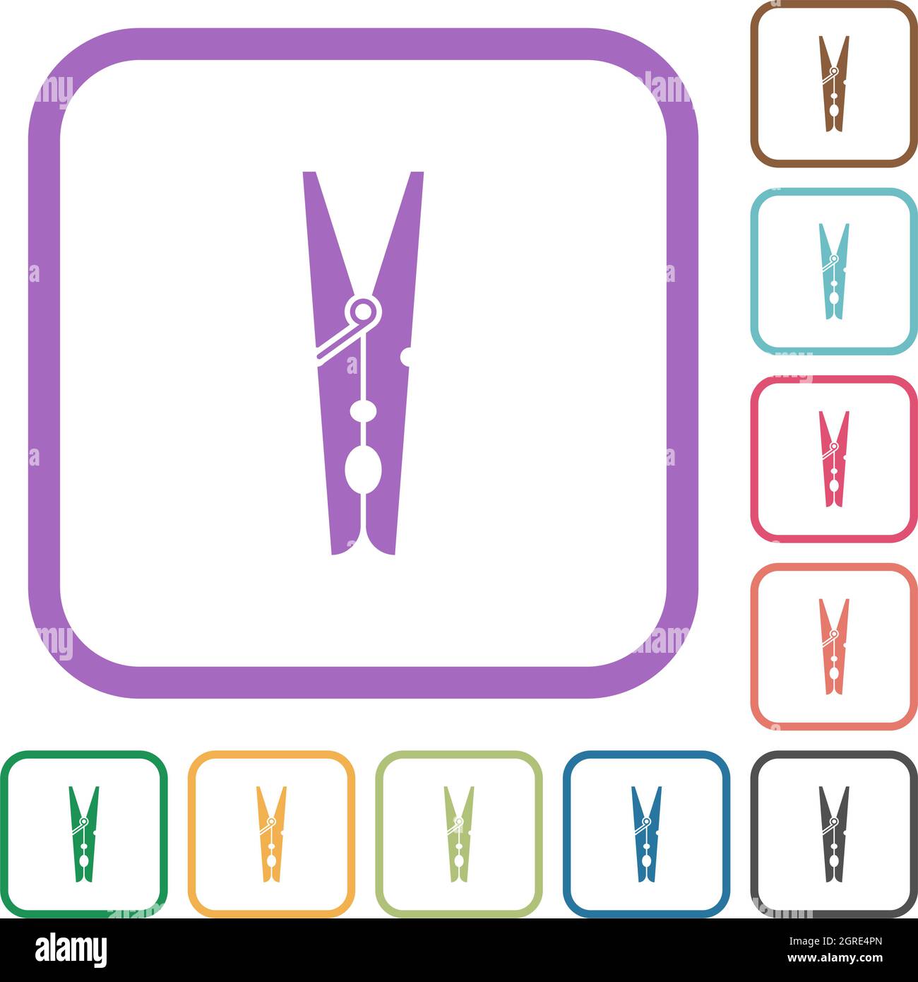 Clothespin simple icons in color rounded square frames on white background Stock Vector Image ...