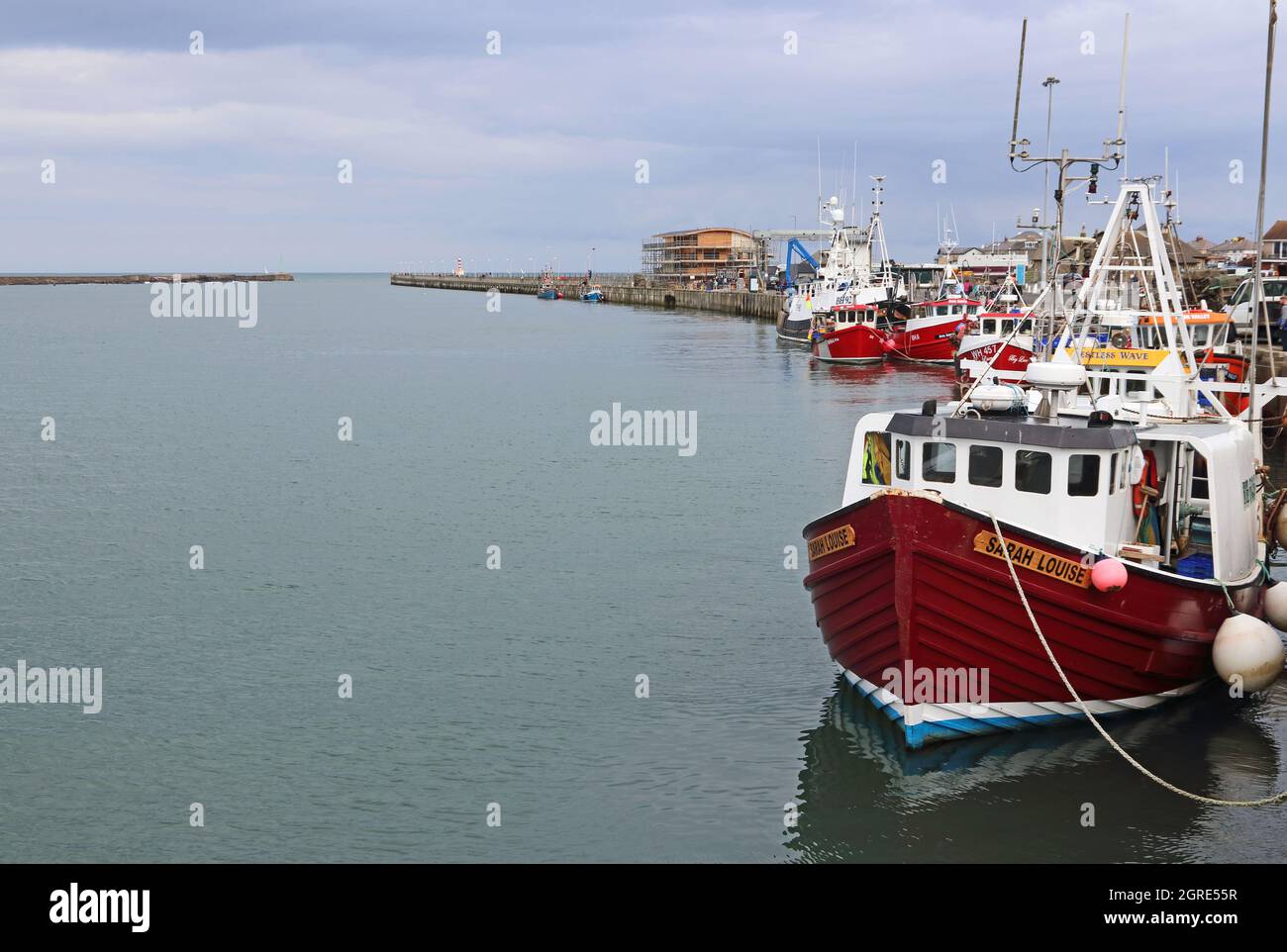 Boats moored in harbour, Amble, Northumberland Stock Photo - Alamy