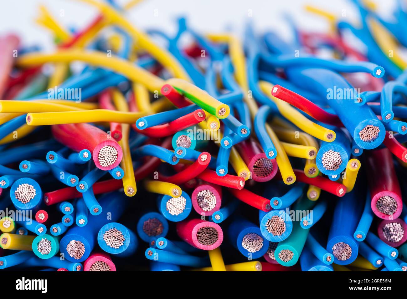 Electric installation copper cable close-up Stock Photo - Alamy