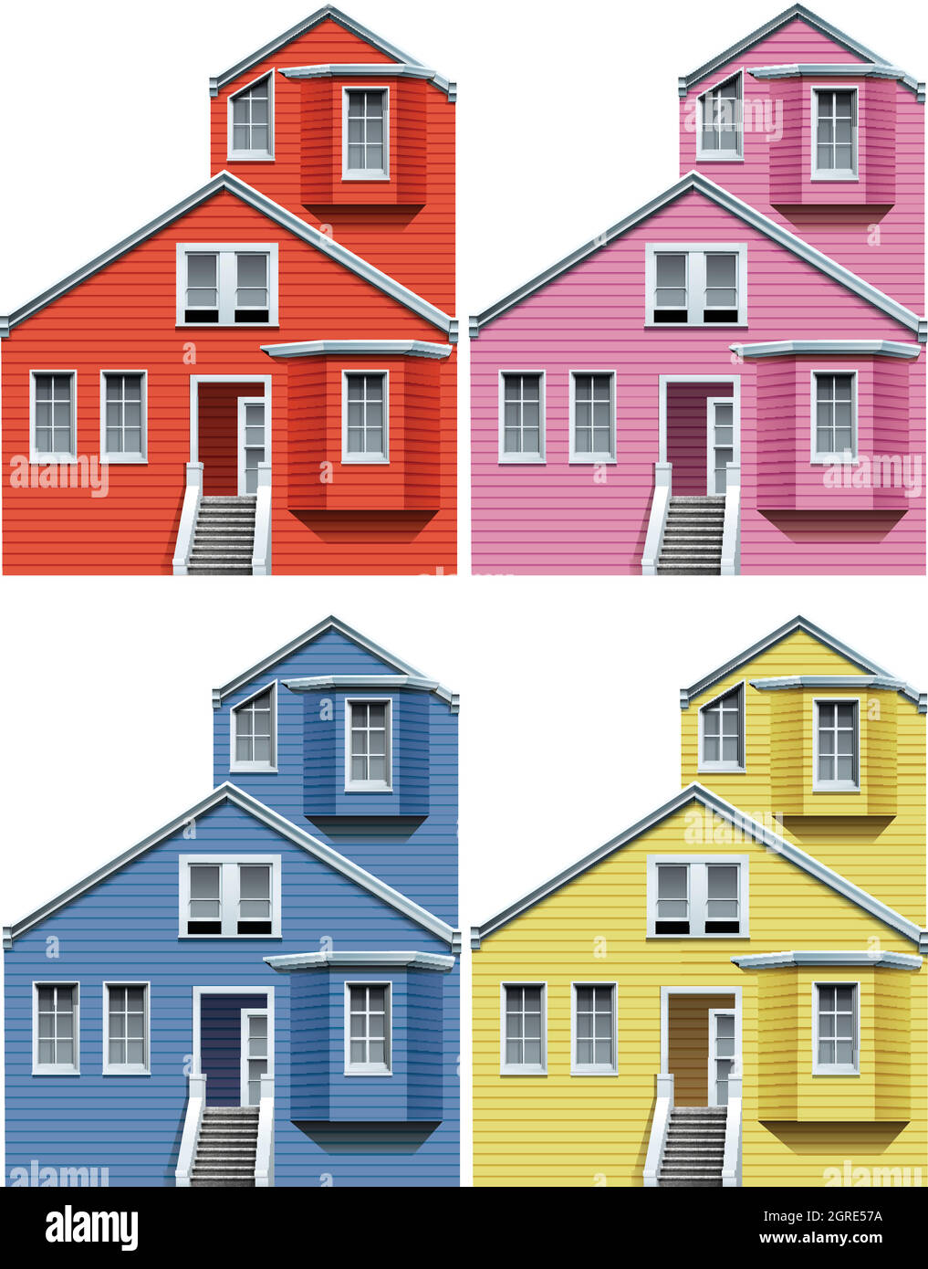 Wooden house in four colors Stock Vector Image & Art - Alamy