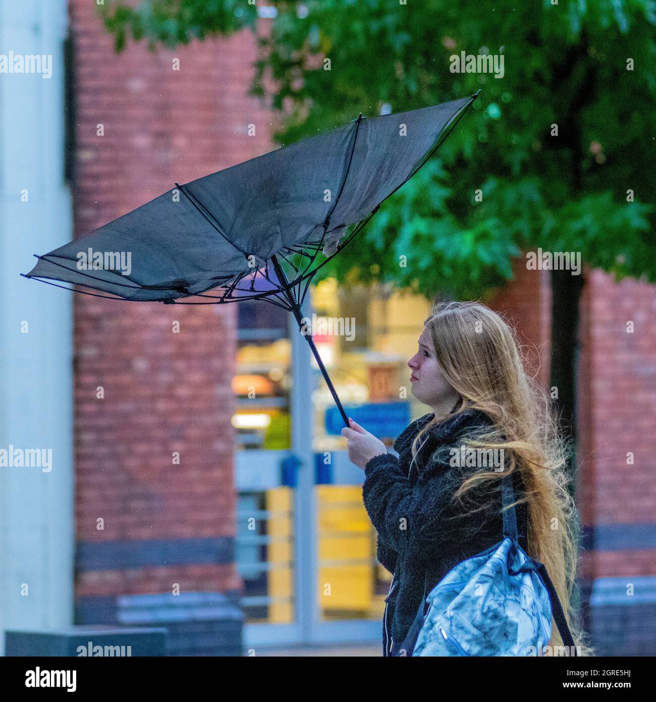 Strong winds and rain in Preston, Lancashire. UK Weather. 01 Oct 2021 ...