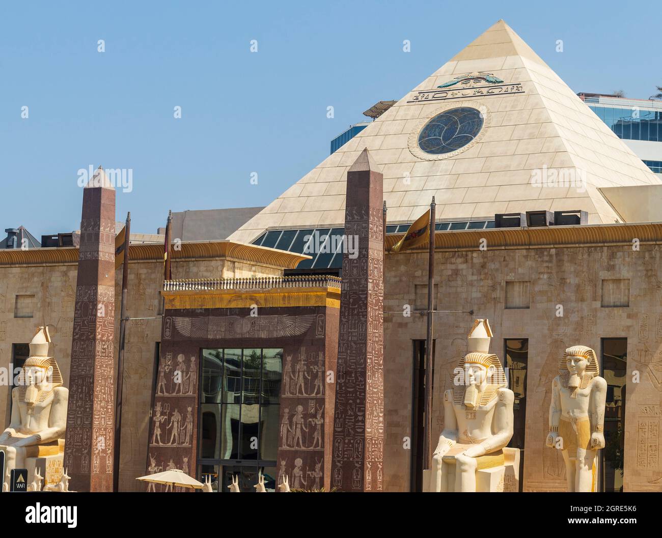 Dubai, UAE - 09.22.2021 Entrance to Wafi center souq made in ...