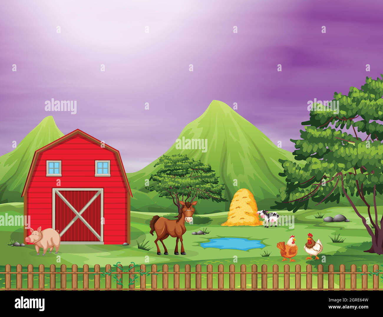 cute animals on a farm Stock Vector Image & Art - Alamy