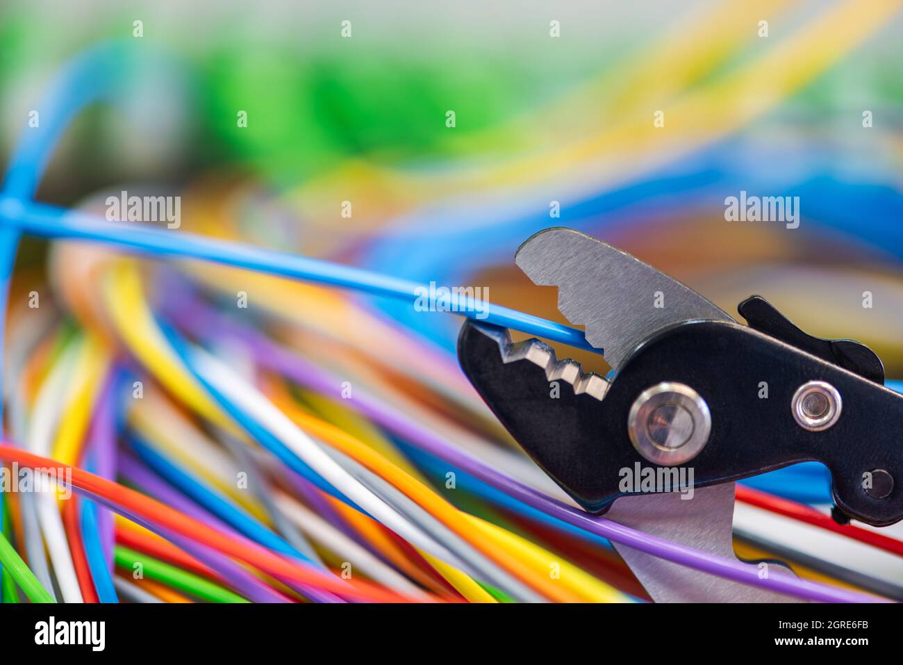 Stripper cutter tool for optical fiber cables Stock Photo - Alamy