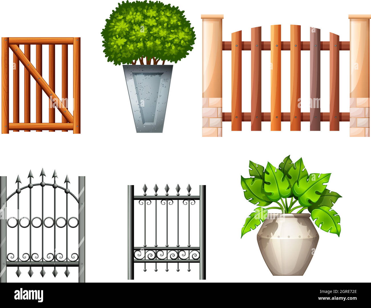 Different fences and gates with plants Stock Vector Image & Art - Alamy