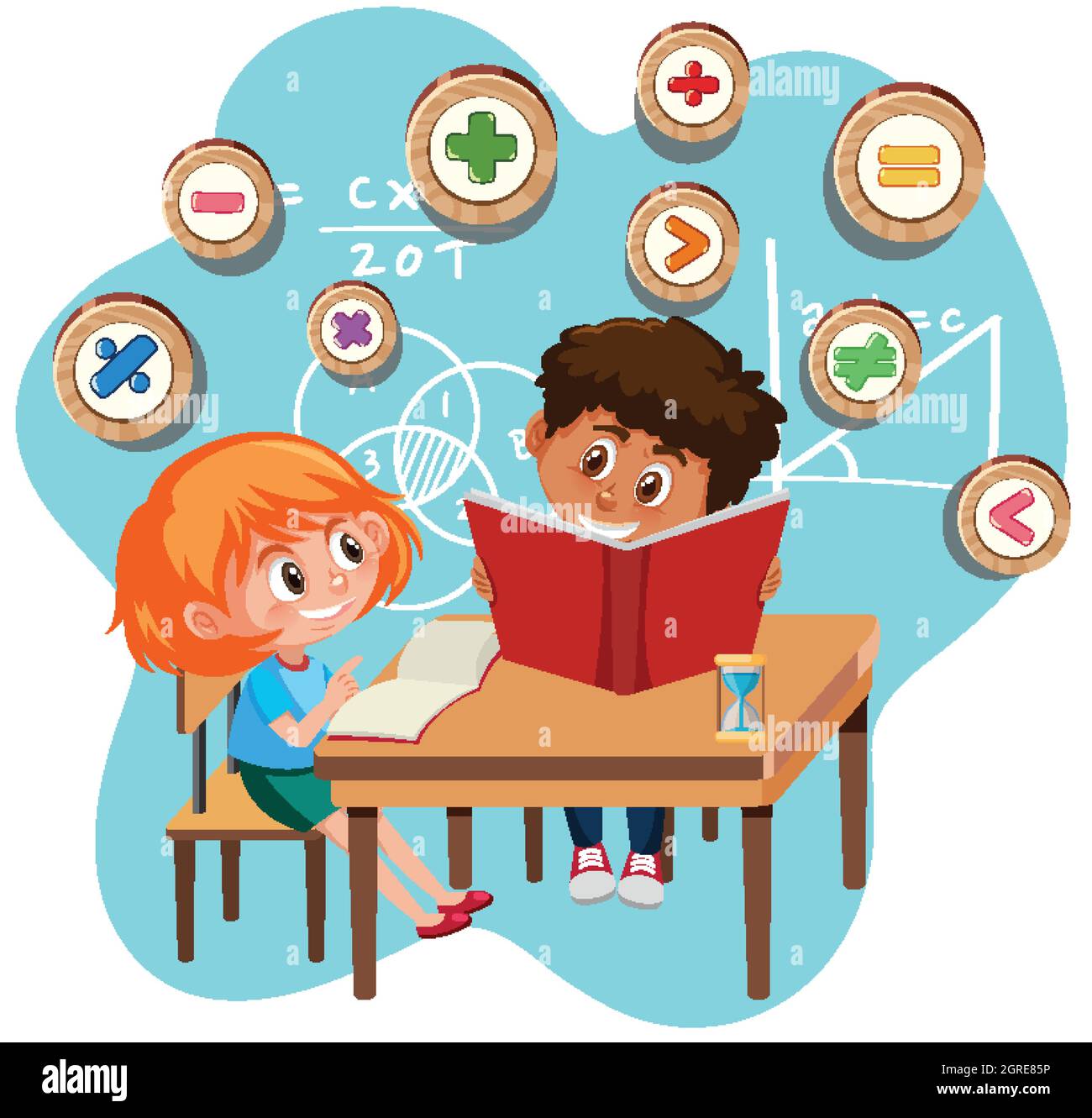 Student learning math isolated illustration Stock Vector Image & Art ...