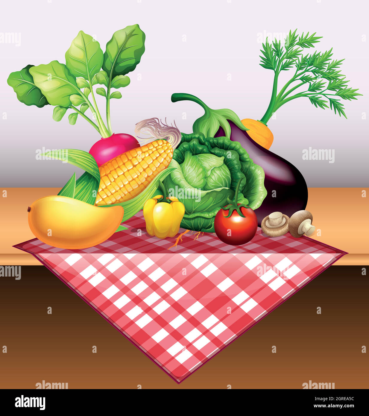 Fresh food on table Stock Vector Images - Alamy