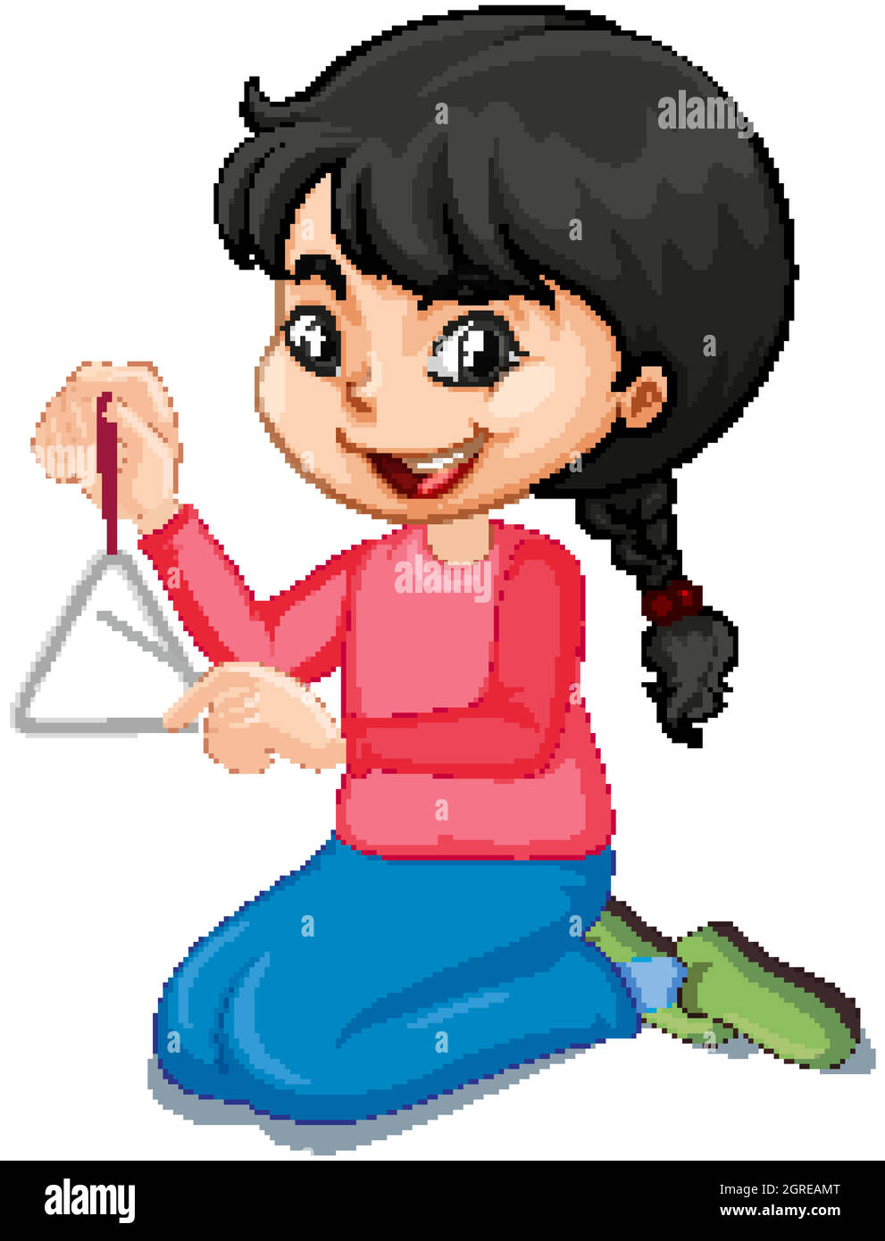 Girl playing triangle on isolated background Stock Vector Image & Art ...