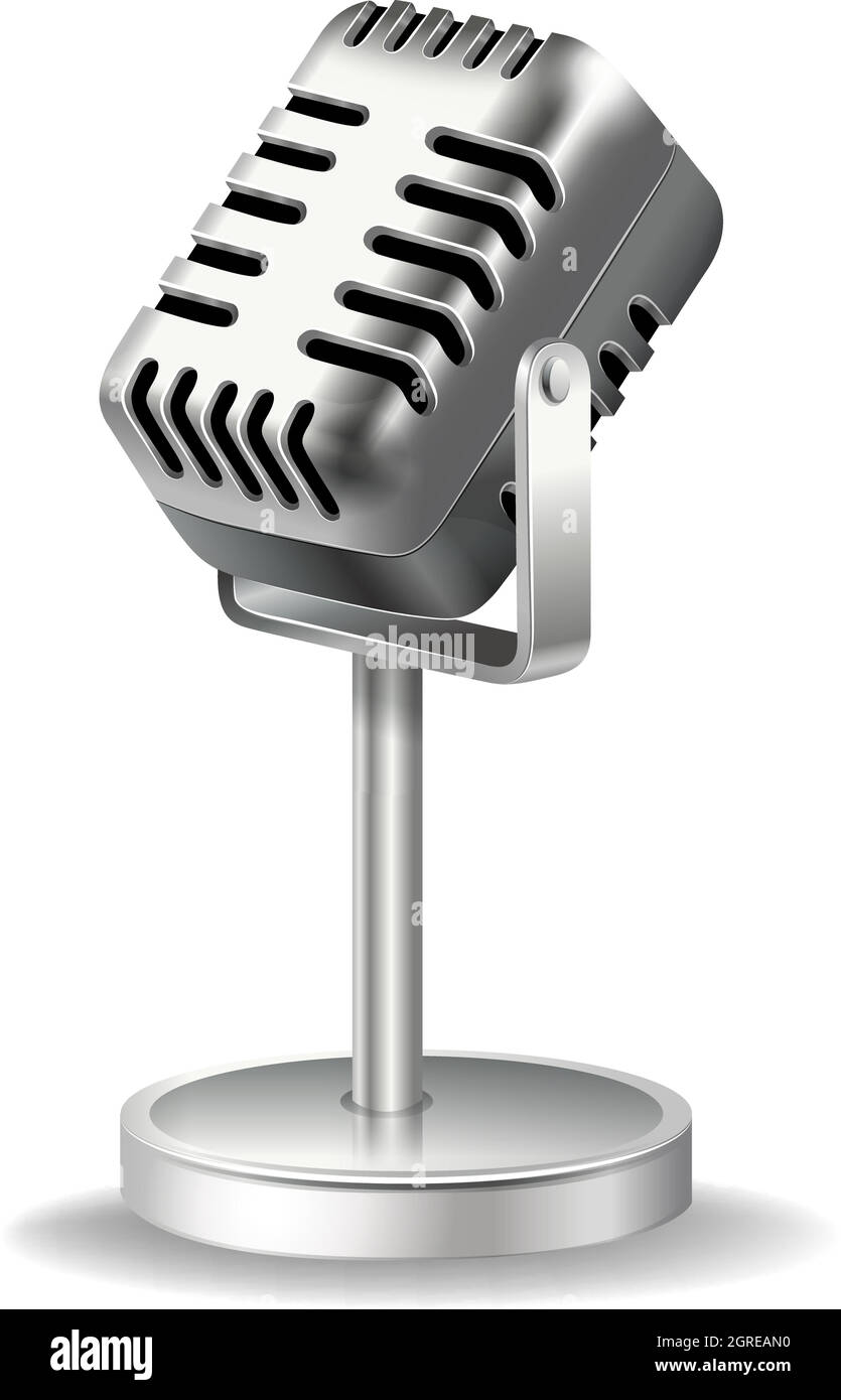 Silver microphone on white background Stock Vector Images - Alamy