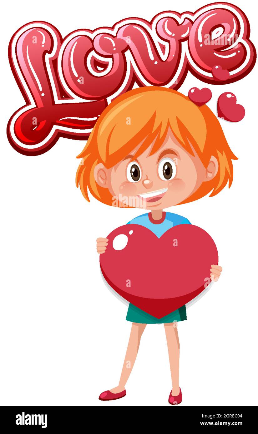 Kid holding heart on white background illustration Stock Vector Image ...