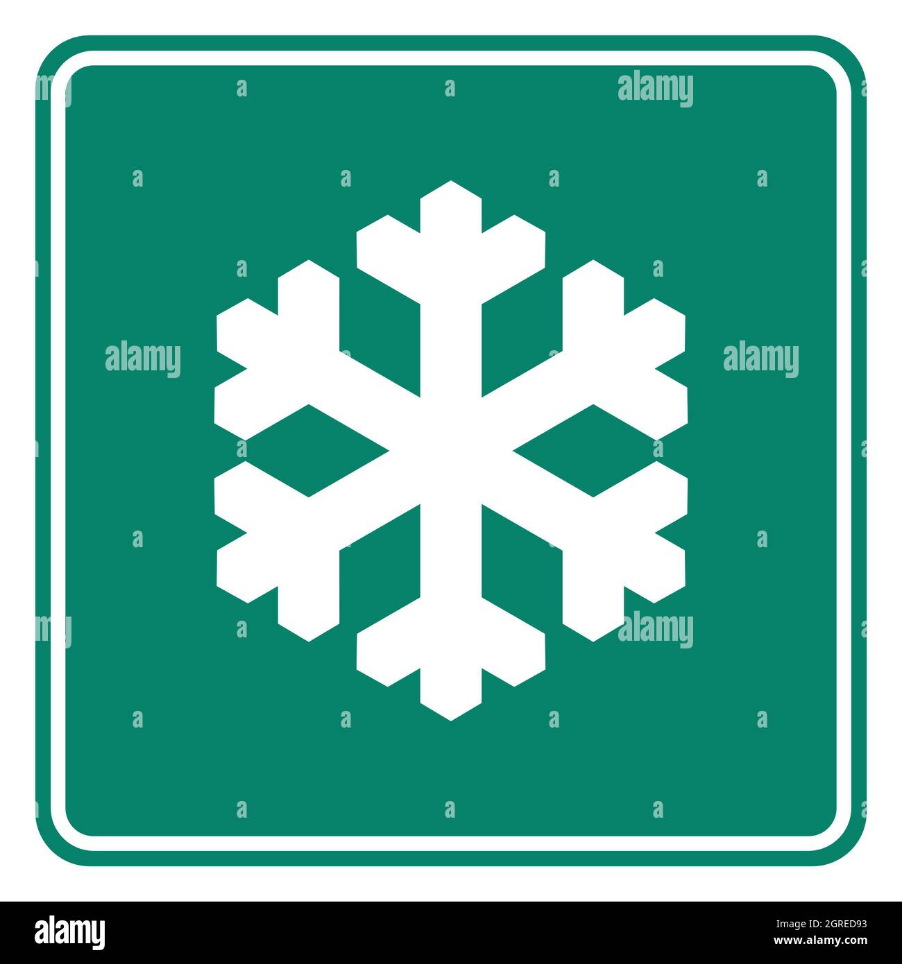 Snow flake and road sign Stock Photo - Alamy