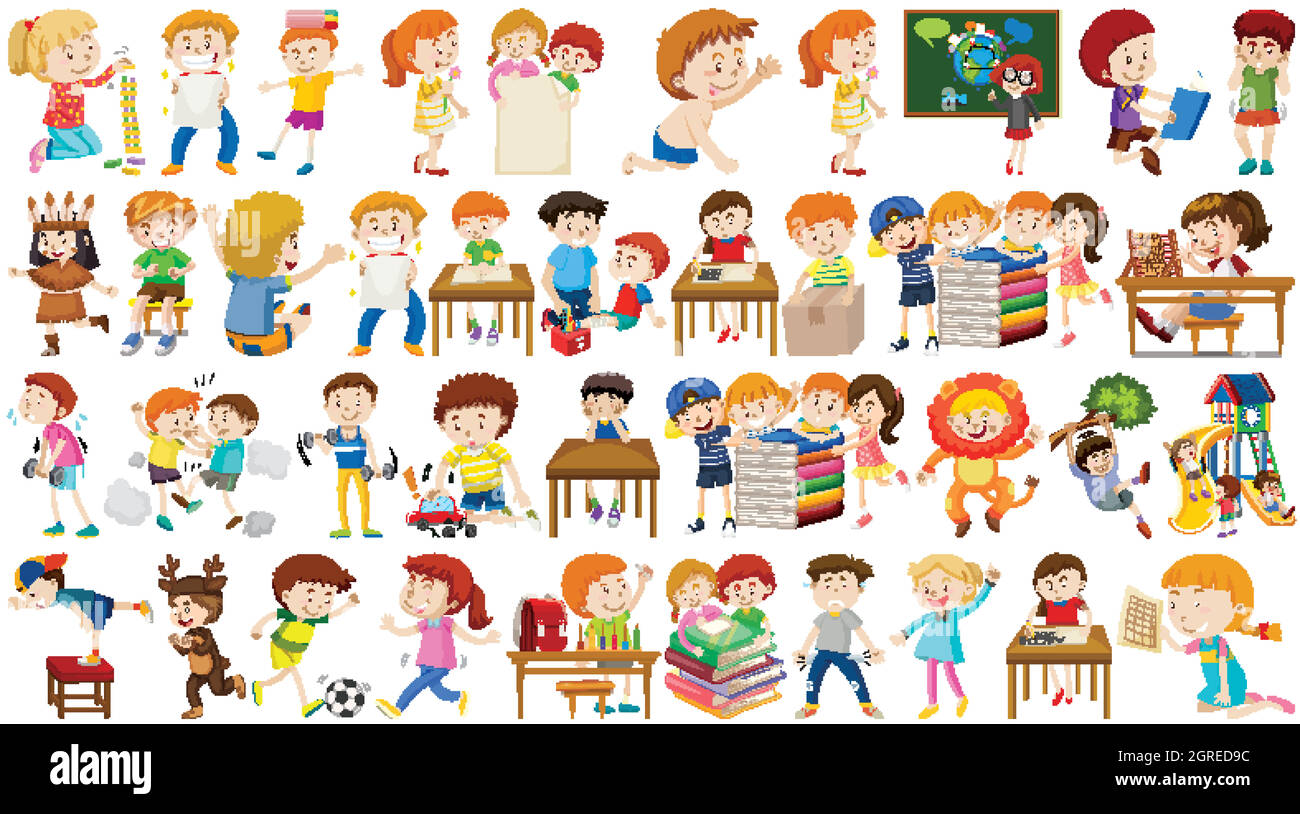 Set of cute kids cartoon character Stock Vector Image & Art - Alamy