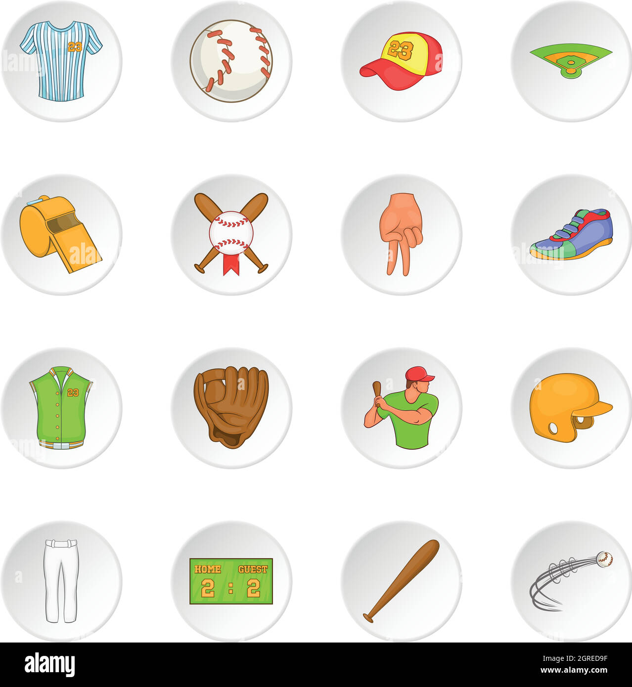 Baseball icons set, cartoon style Stock Vector Image & Art - Alamy