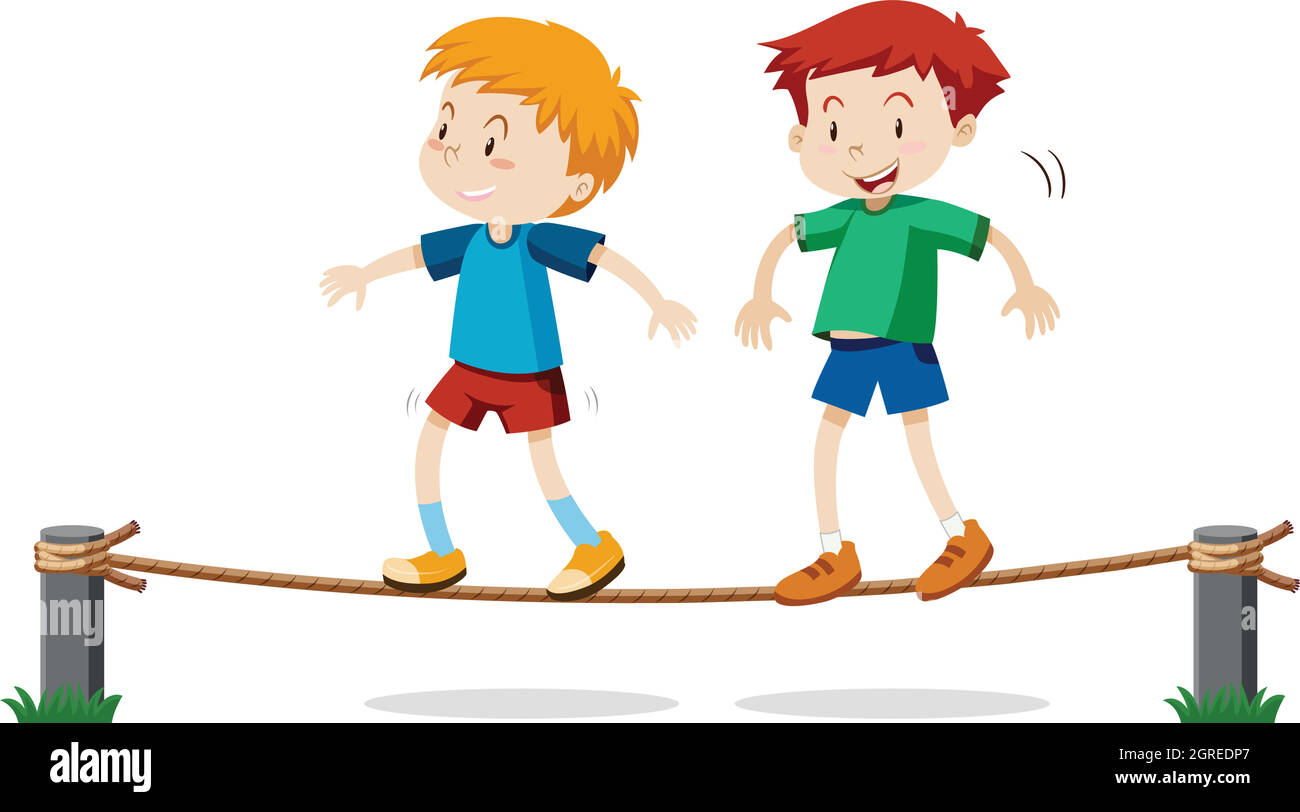 Two boys on balancing rope Stock Vector Image & Art - Alamy Two boys on balancing rope Stock Vector Image & Art - Alamy