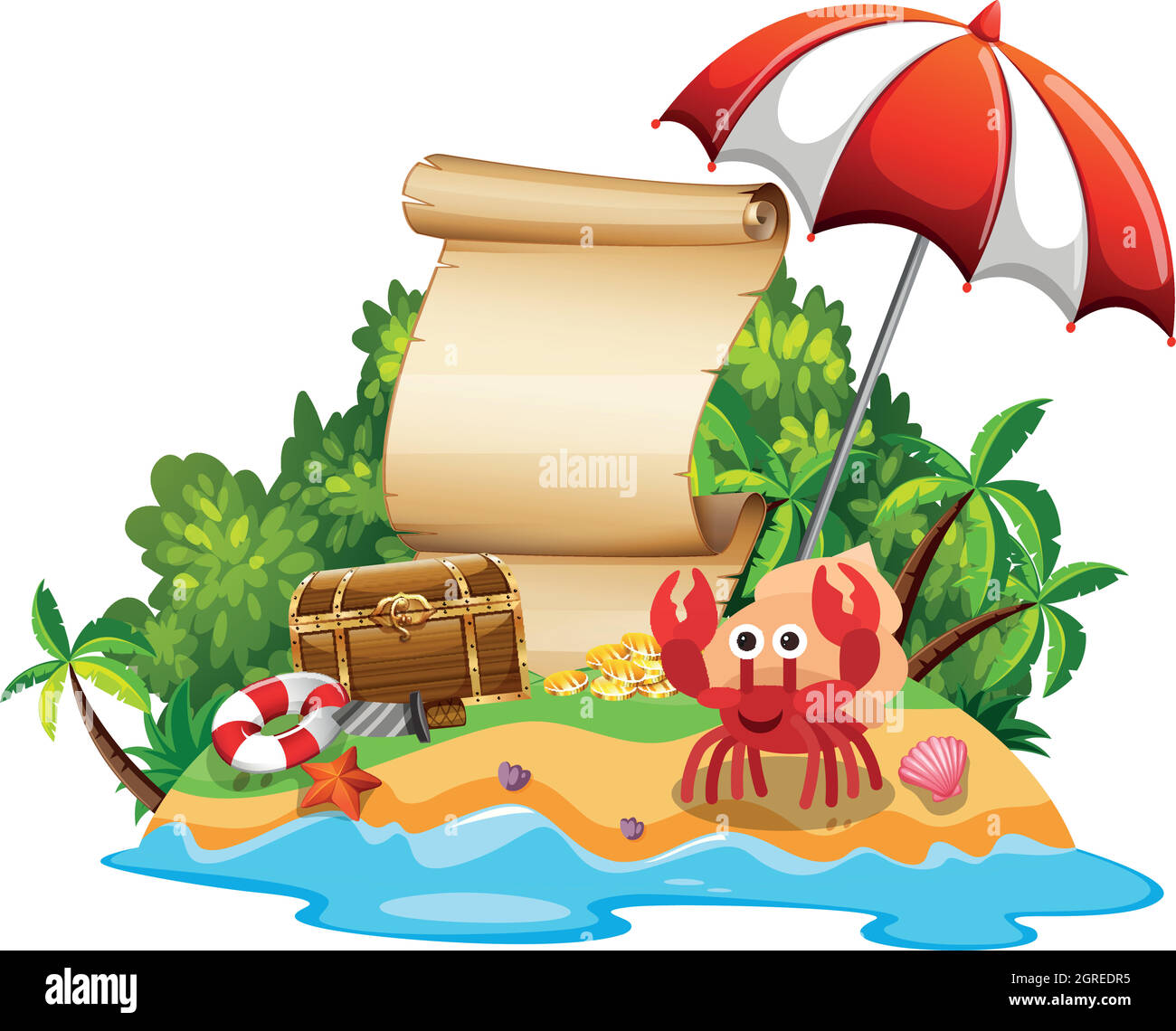 Banner template with treasure chest on island Stock Vector Image & Art ...