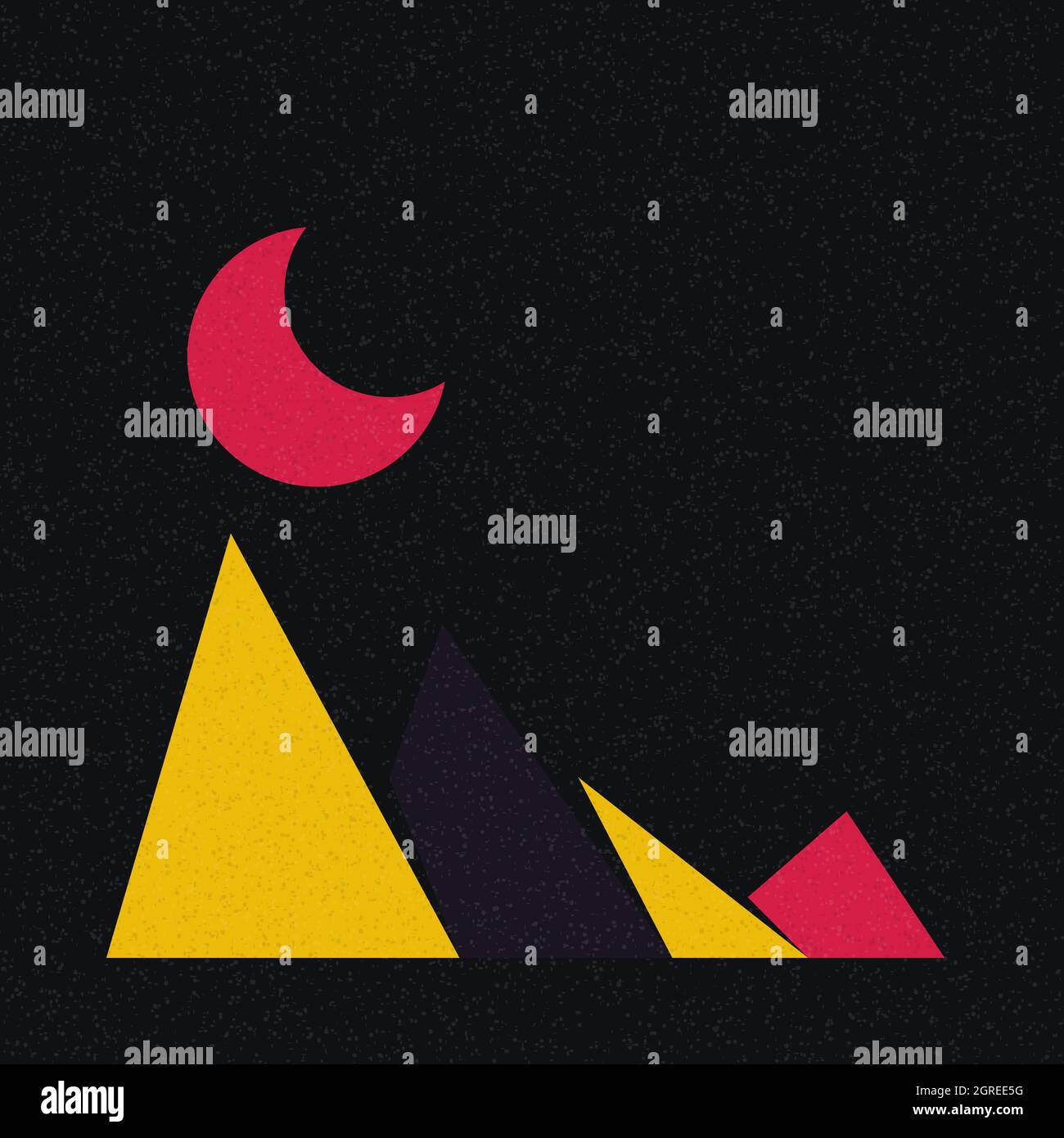 Geometric Mountains silhouette generative art poster illustration Stock ...