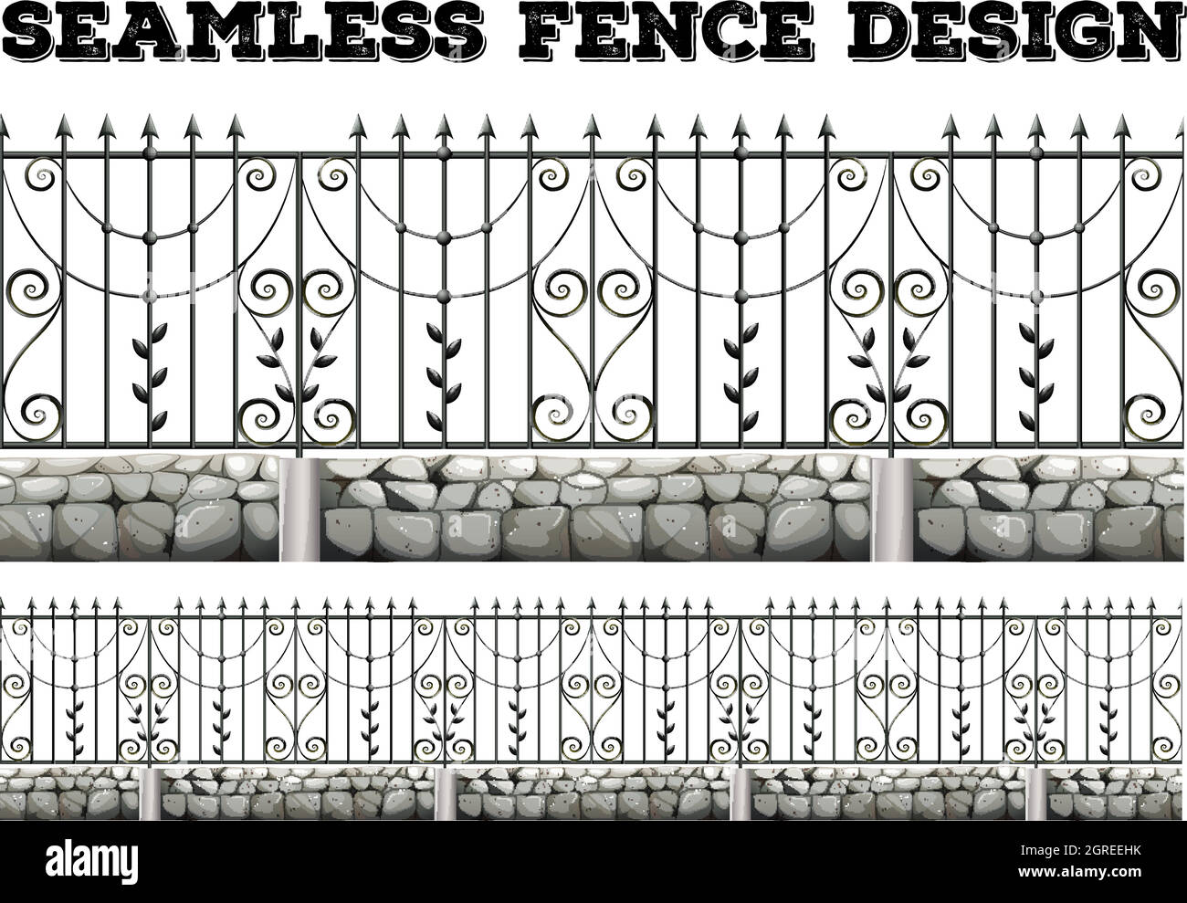 Seamless fence design with metal fence Stock Vector Image & Art - Alamy
