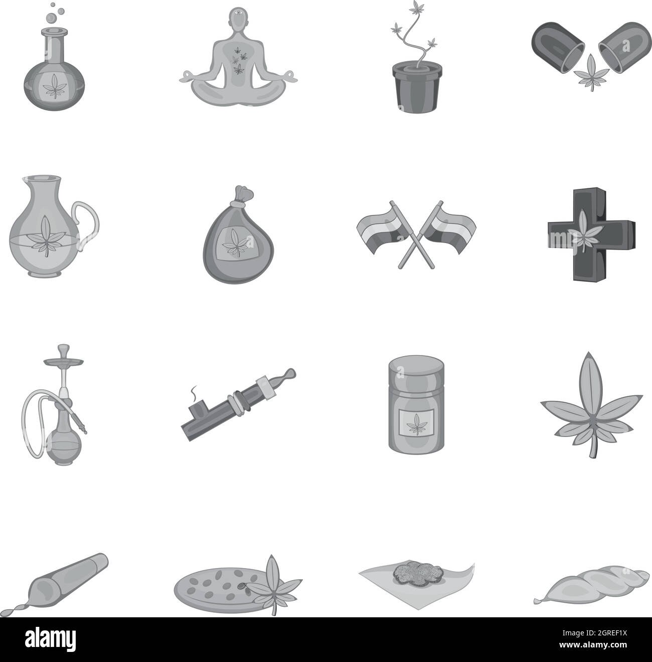 Medical marijuana icons set black monochrome style Stock Vector Image ...