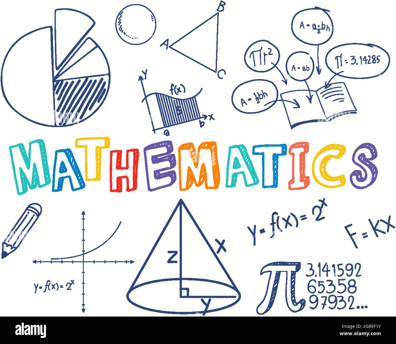 Doodle math font with math objects illustration Stock Vector Image ...